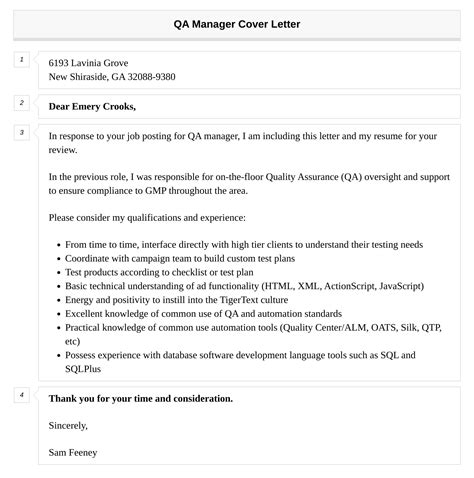 QA Manager Cover Letter Velvet Jobs