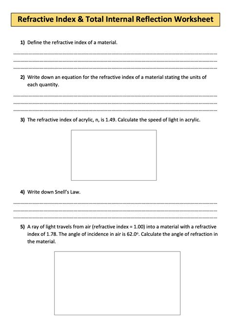 Refractive Index And Total Internal Reflection A Level Physics