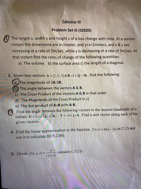 Solved Calculus III Problem Set III S The Length X Chegg Com