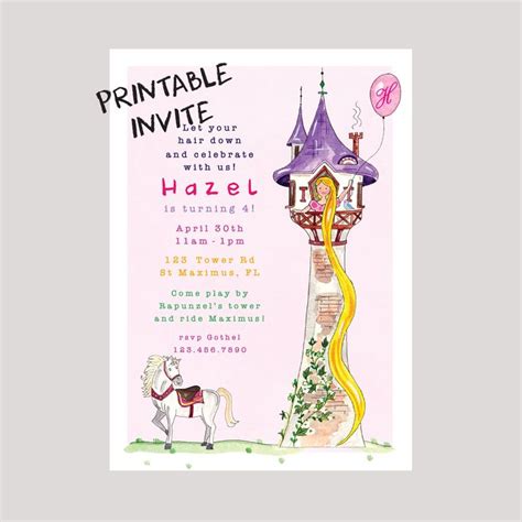 Rapunzel Party Invitation Printable Custom Digital File Etsy