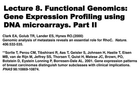 ppt lecture 8 functional genomics gene expression profiling using