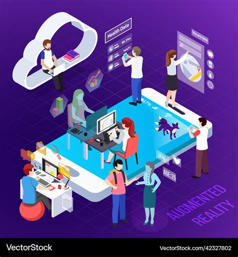 Augmented Reality Isometric Composition Royalty Free Vector