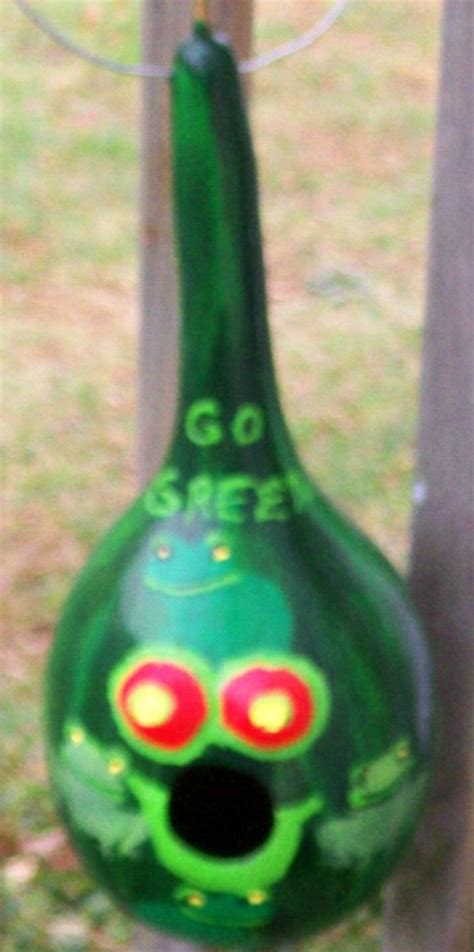 Handpainted Gourd Birdhousego Green Frog By Artsbyssc On Etsy 1150