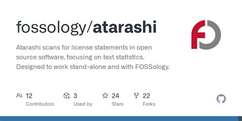 GitHub Fossology Atarashi Atarashi Scans For License Statements In