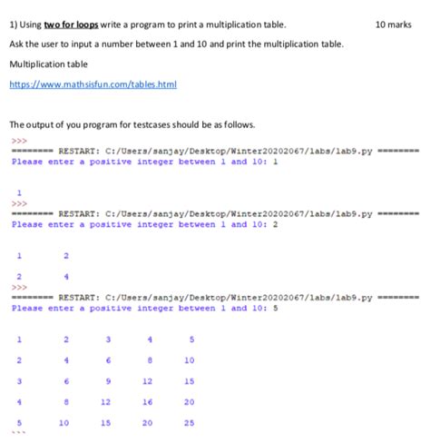 Solved Using Two For Loops Write A Program To Print