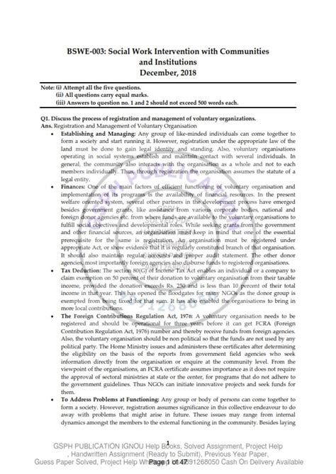 Ignou Bsw 3 Previous Year Solved Question Paper Dec 2017june Dec 2018