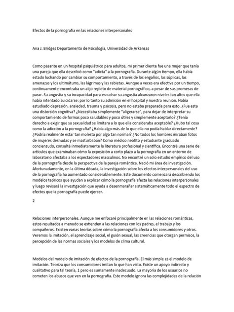 Efectos De La Pornografía En Las Relaciones Interpersonales Pdf