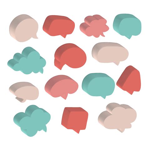 3d different colors speech bubbles set social media chat message icon