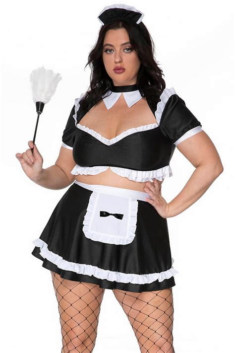 Plus Size Sexy French Maid Halloween Costume Spicy Lingerie