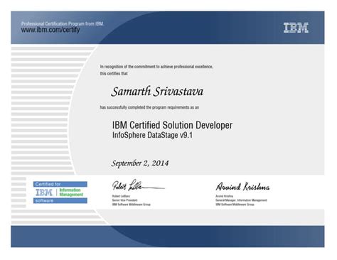 Ibm Certified Solution Developer Infosphere Datastage V91 Ppt