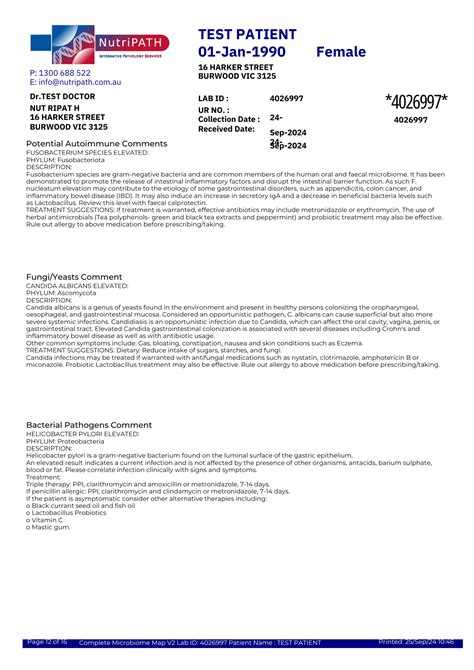 Complete Microbiome Mapping Test Code 2206 Tonic Natural Health Centre