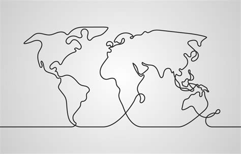 One Line Art Of World Map 20552581 Vector Art At Vecteezy