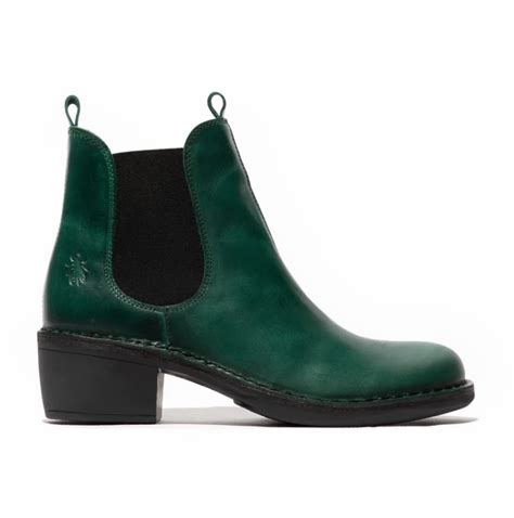 Fly London Meme030fly Rug Shamrock Green Ankle Chelsea Boots Made In P