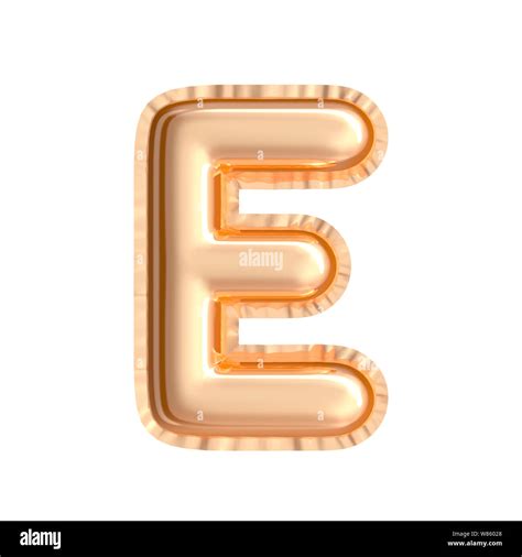 Golden Color Balloon Letter E Isolated On White Background 3d