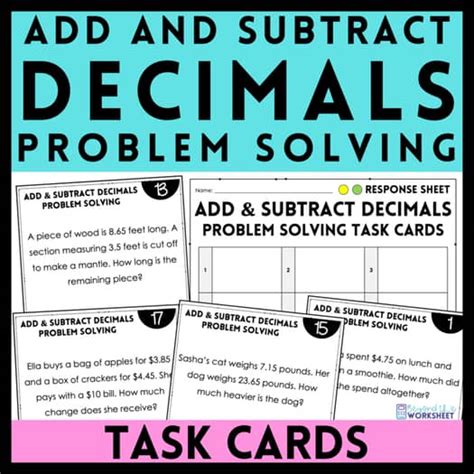 Adding And Subtracting Decimals Problem Solving Task Cards TPT