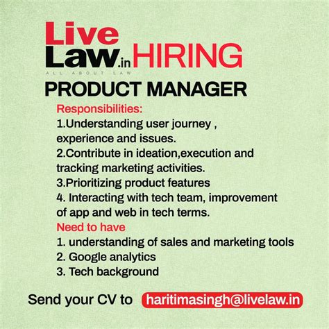 Haritima Singh Amrawat On Linkedin Livelaw Is Hiring Role Product