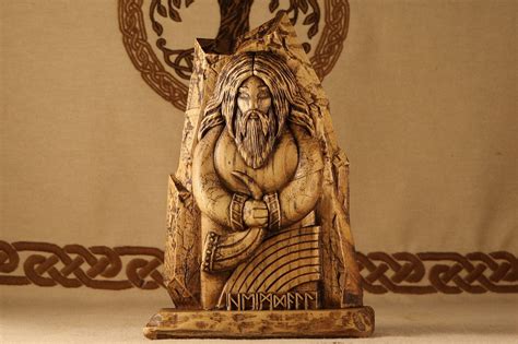 Heimdall Statue Wooden Figurine Wood Sculpture Etsy
