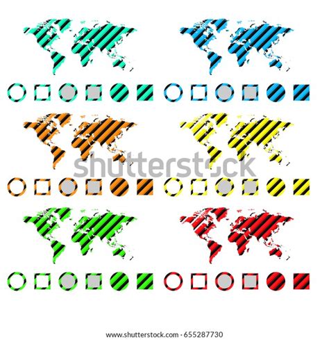 Vector Set World Map Different Color Stock Vector Royalty Free