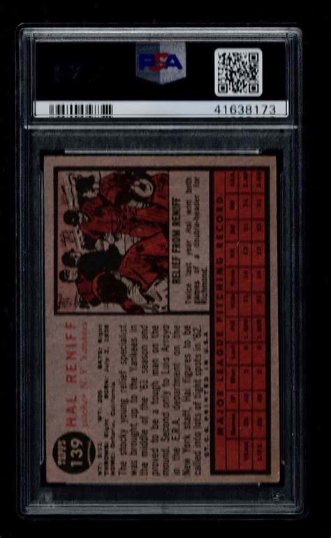 1962 Topps Hal Reniff 139 Green Tint Pitching Pose Rc For Sale Online Ebay