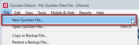 How Do I Create A New Quicken Data File Quicken