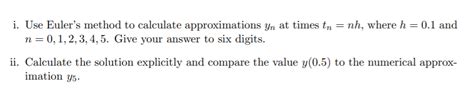 solved problem 3 euler method consider the ivp y ey