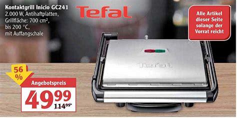 Kontaktgrill Inicio Gc241 Tefal Angebot bei Globus - 1Prospekte.de