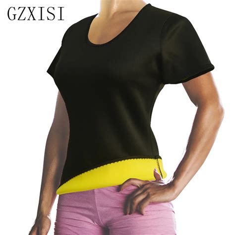Hot Shapers Neoprene Women Short Sleeve T Shirt Casual Tops Ladies