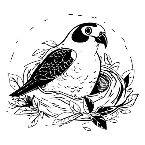 Cute Parrot Bird Sitting In The Nest Vector Illustration Premium Ai