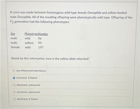 Solved A Cross Was Made Between Homozygous Wild Type Female Chegg