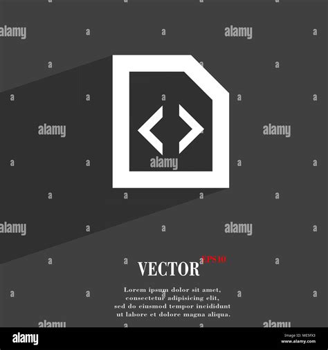 programming code icon symbol flat modern web design with long shadow