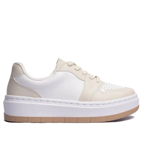 Tênis Feminino Vizzano Flatform Recortes Branco Cinza Canal Store