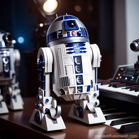 R2D2 Playing Synthesizers With Telescope Arms Stable Diffusion Online