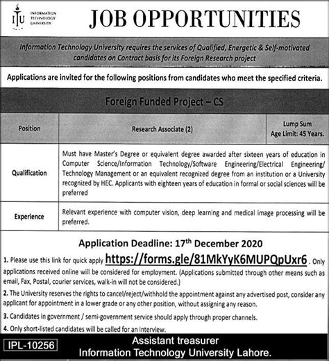 Latest Paperpk Jobs In Information Technology University Itu