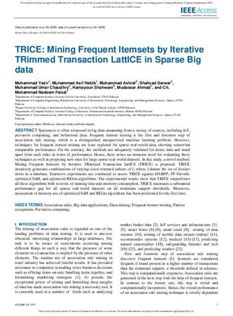 Pdf Trice Mining Frequent Itemsets By Iterative Trimmed Transaction Lattice In Sparse Big Data