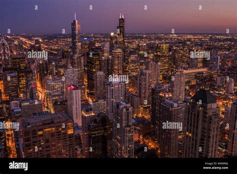 Cityscape Shot From 360 Chicago Observation Deck John Hancock