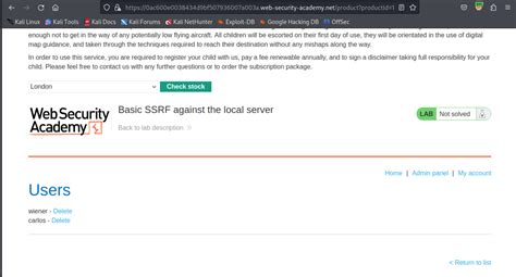 PortSwigger Web Security Academy Lab Basic SSRF Against The Local Server Write Up