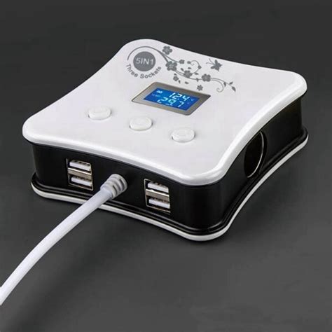 자동차 시가 라이터 현재 전압 온도 디스플레이 4 Usb 포트 충전기 세일 뱅굿 한국
