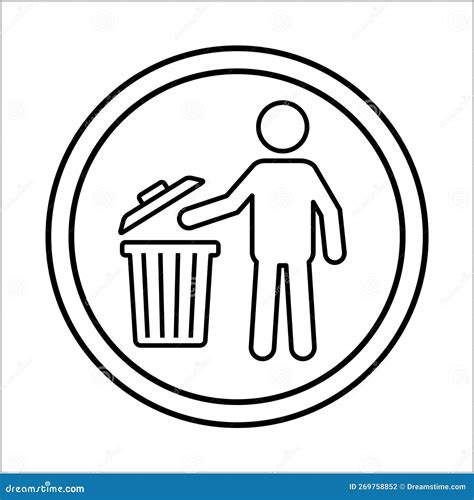 Throw The Trash Into The Bin Sign Tidy Man Throws Garbage In The Trash