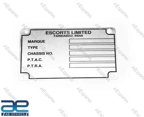 FOR ESCORT POWERTRAC Farmtrac Tractor Chassis Number Data Plate Aluminium VI PicClick AU