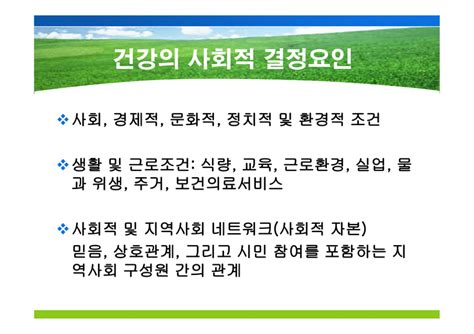 건강의 사회적 결정요인 사회 경제적 문제 인문교육