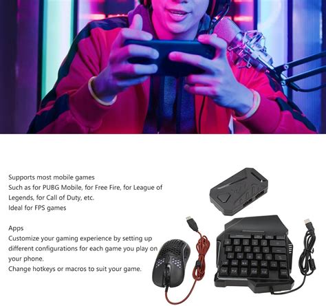 Keyboard Mouse Converter Combo Gaming Mouse Type C Wired Rgb Low Latency High Sensitivity For