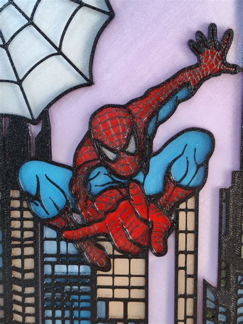 🦸‍♂️ Spiderman Stained Glass Light Box・free 3d File For 3d Printing・cults
