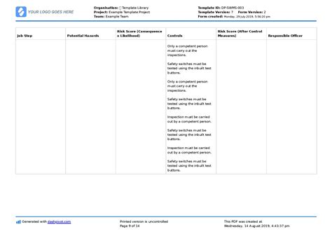 Example Safe Work Method Statement Use Or Copy This Example SWMS