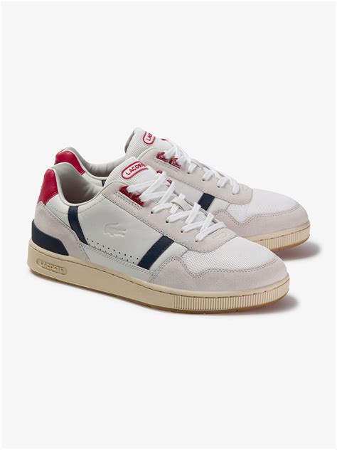 Buy Lacoste Men White And Red Colorblocked Leather Sneakers Casual