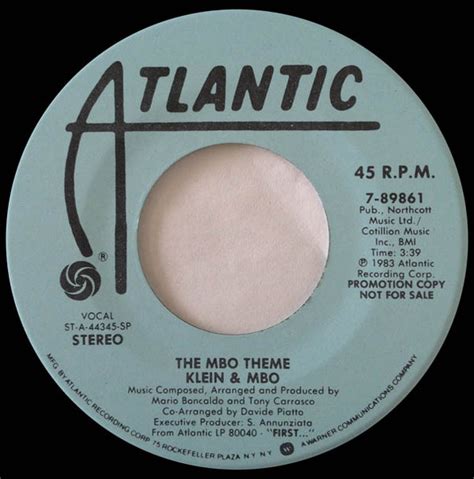 Klein And Mbo The Mbo Theme 1983 Vinyl Discogs