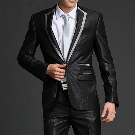 Black One Button Groom Tuxedos Peak Lapel Best Man Suit Wedding