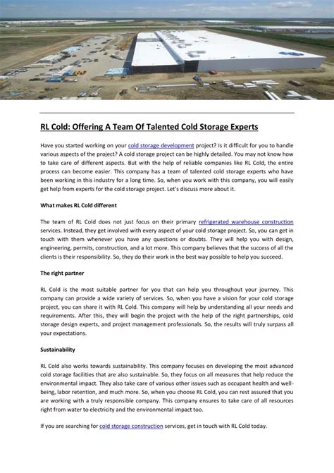 Ppt Rl Cold Offering A Team Of Talented Cold Storage Experts