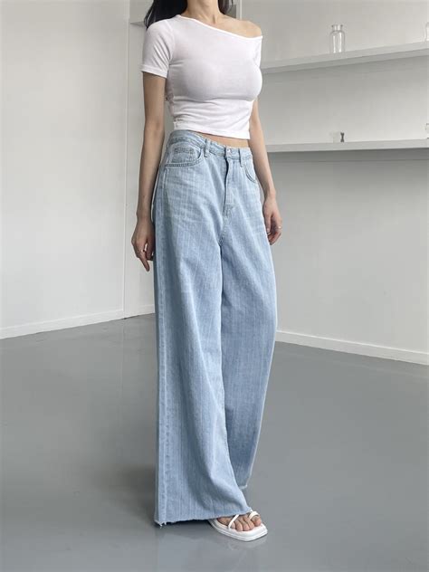 연청 난스판 맥시 와이드 통바지 데님 팬츠