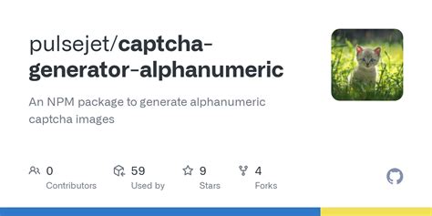 github pulsejet captcha generator alphanumeric an npm package to