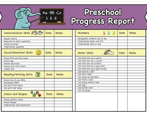 Printable Preschool Progress Reports Artofit